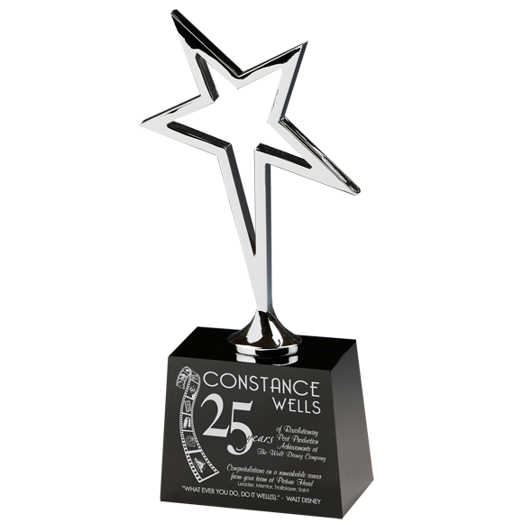 Silver/Gold Teamwork Star Award | Etched Metal Star Trophy | Paradise ...