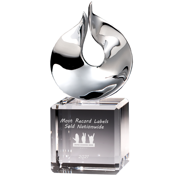 Solid Crystal Flame Award | Etched Glass Flare Trophy | Paradise Awards