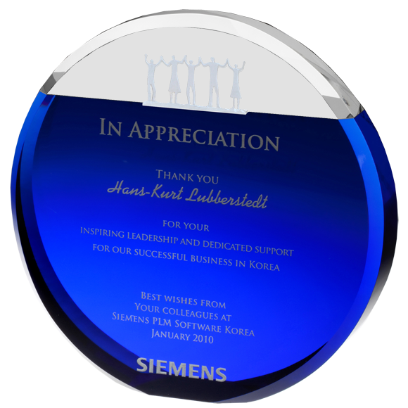 Together Blue Sky Crystal Award | Etched Glass Circle Trophy | Paradise ...