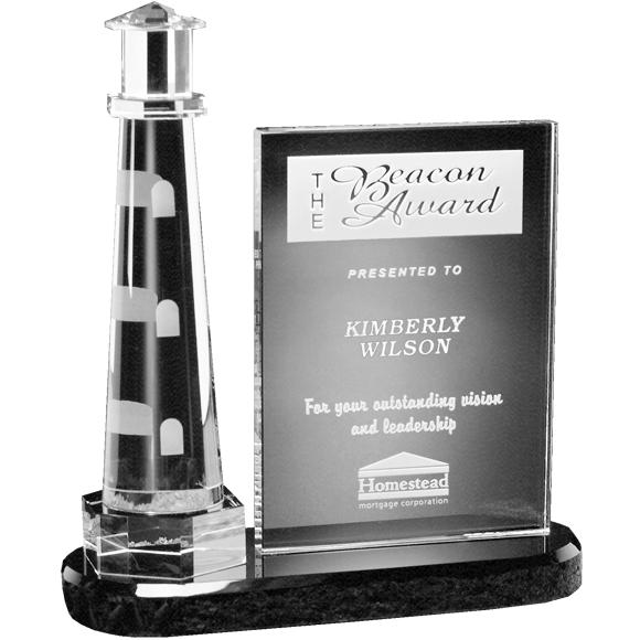 Journey Point Lighthouse Crystal Award | Etched Glass Light House ...