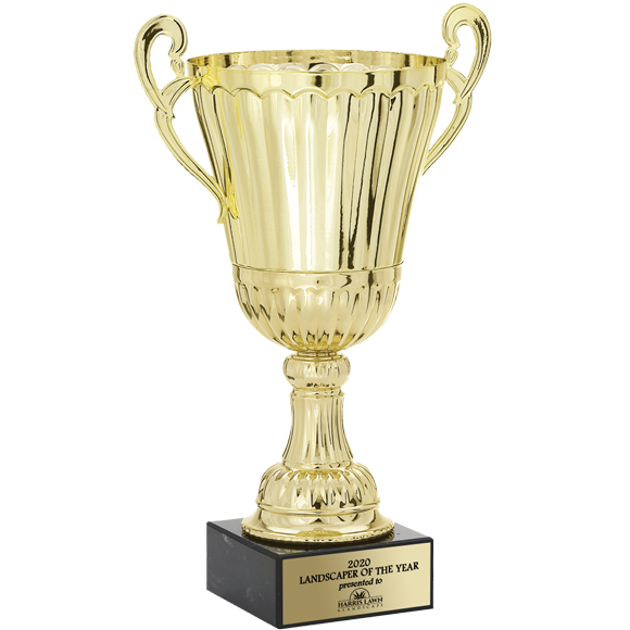 Gold Ripples Trophy Cup | Golden Trophy Cup Statue | Paradise Awards