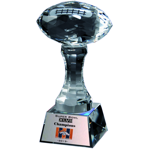 Football Crystal Elegance Trophy | Engraved Crystal Football Statue ...
