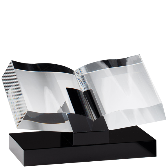 Crystal Open Book Award | Engraved Glass Book Statue | Paradise Awards