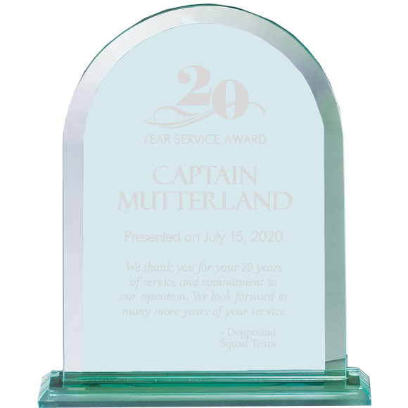 Arched Glass Dome Award | Engraved Glass Arch Statue | Paradise Awards