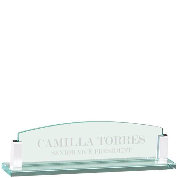 Glass Desk Name Plate | Engraved Glass Name Plate | Paradise Awards