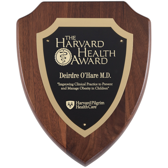 Walnut Shield Wood Plaque | Engraved Solid Wood Plaque | Paradise Awards