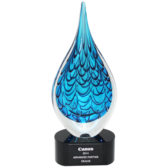 Pacific Blue Raindrop Award | Personalized Artglass Trophy| Paradise Awards