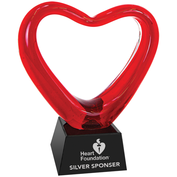 Heartbeat Art Glass Award | Personalized Artglass Red Heart Statue ...