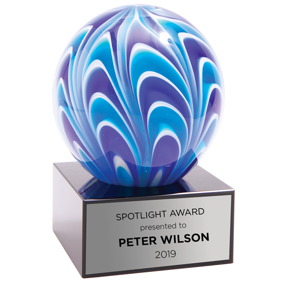 Blue Doubletake Artglass Award | Personalized Artglass Trophy ...