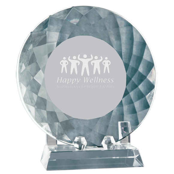 Crystal Plate on Base Award | Etched Glass Plate Statue | Paradise Awards