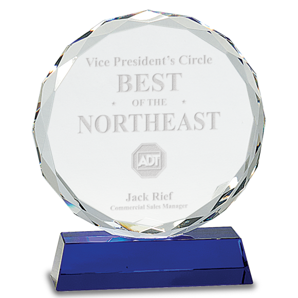 Gem Cut Round Crystal Award | Etched Crystal Circle Trophy | Paradise ...