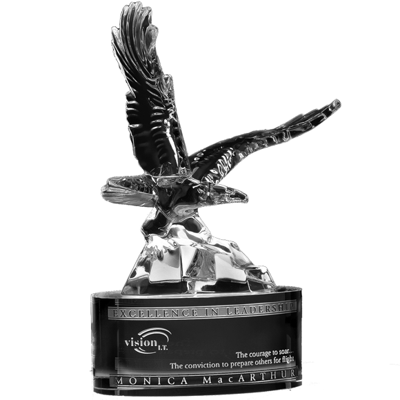 Soaring Eagle Crystal Award | Etched Glass Eagle Trophy | Paradise Awards