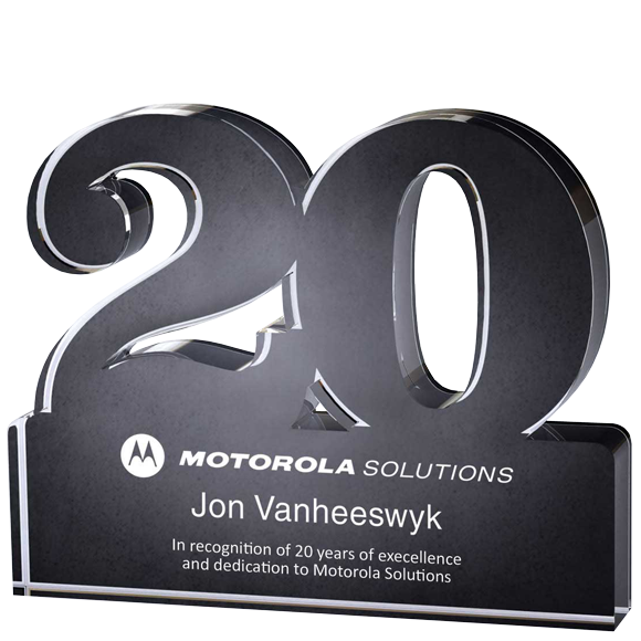 20 Years of Service Free Standing Award | Engraved Acrylic 20 Year ...