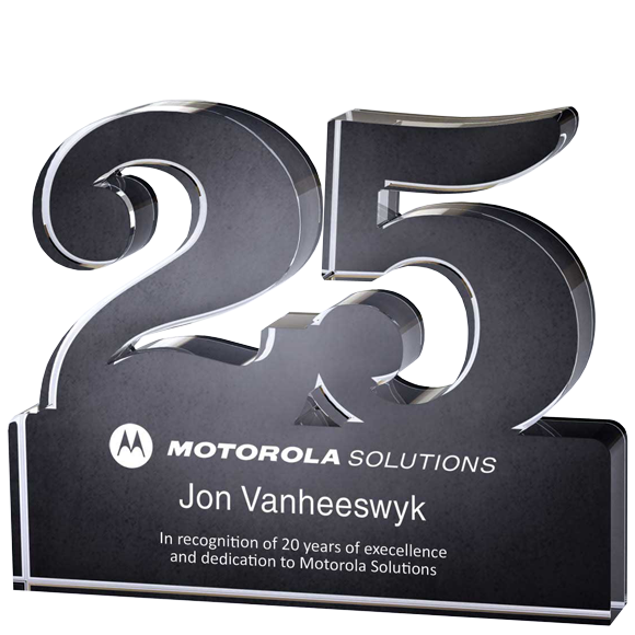 25 Years of Service Free Standing Award | Engraved Acrylic 25 Year ...