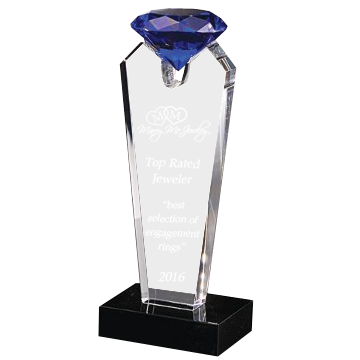 Blue Jewel Diamond Award | Etched Glass Diamond Trophy | Paradise Awards