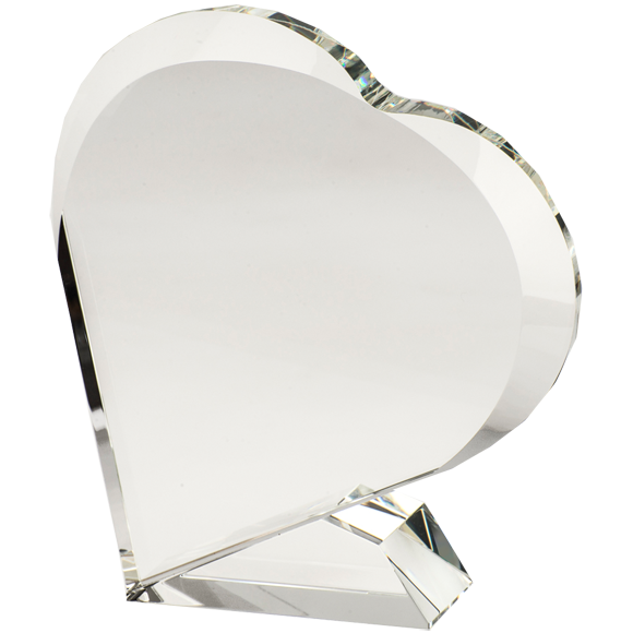Hearts Throne Crystal Award | Etched Glass Heart Trophy | Paradise Awards