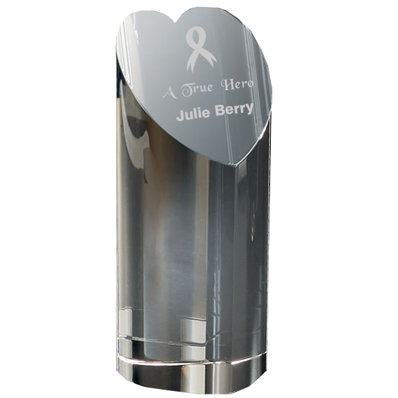 Heart of the Crystal Award | Etched Glass Heart Trophy | Paradise Awards