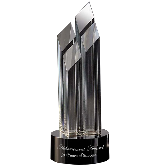 Diamond Tower Crystal Award | Etched Glass Tower Trophy | Paradise Awards