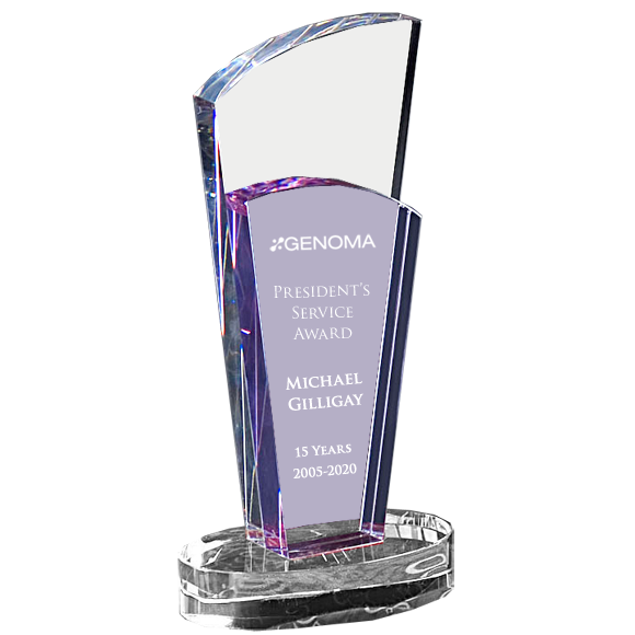 Royal Purple Crystal Award | Etched Glass Peak Trophy | Paradise Awards