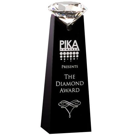 Crystal Solitaire Diamond | Etched Glass Diamond Trophy | Paradise Awards