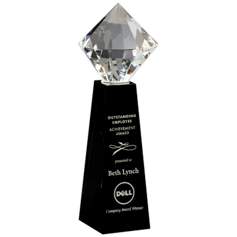 Brilliant Crystal Diamond Award | Etched Glass Diamond Trophy ...
