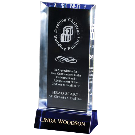 Crystal Block Award | Etched Glass Rectangle Trophy | Paradise Awards