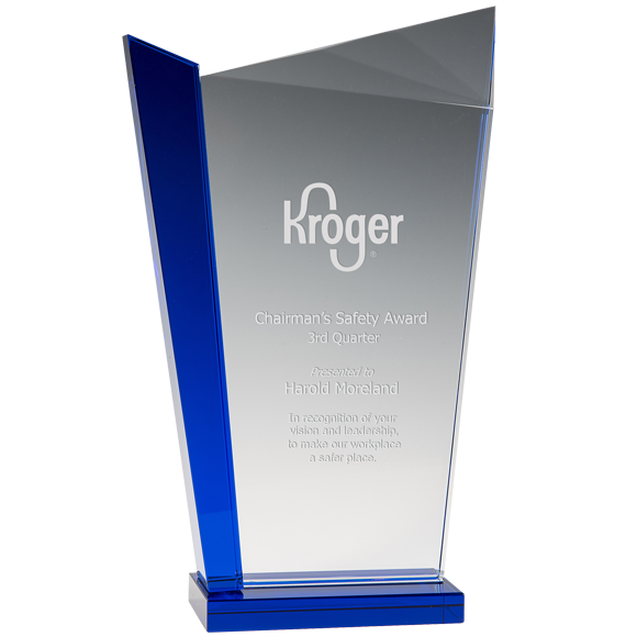 Center Point Crystal Award | Etched Glass Peak Trophy | Paradise Awards