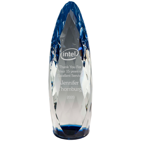 Gem Cut Cylinder Crystal Award | Etched Glass Tower Trophy | Paradise ...