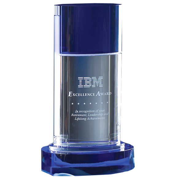 Blue Crystal Blaze Award | Engraved Blue Tower Statue | Paradise Awards
