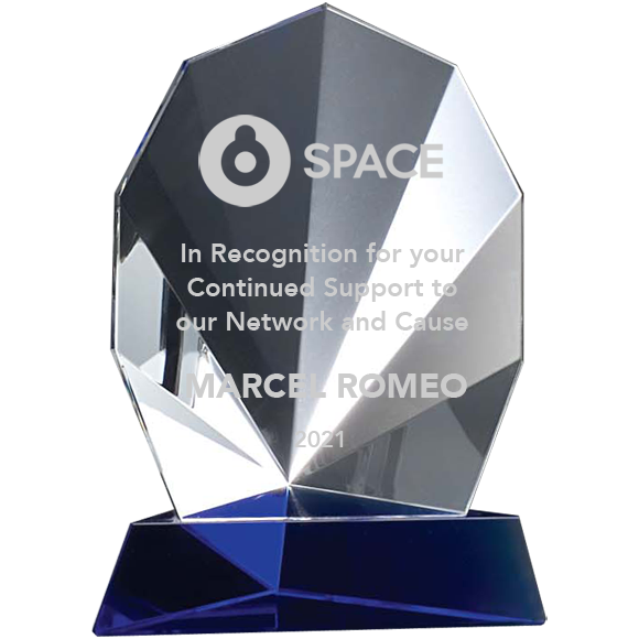 Blue Shell Crystal Award | Glass Facet Tower Statue | Paradise Awards