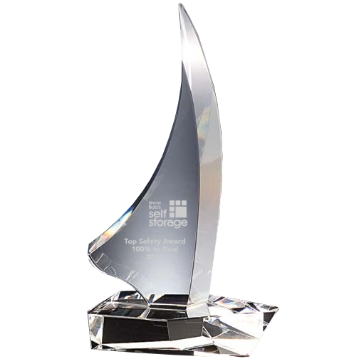 Crystal Sailboat Award | Pointed Glass Sail Boat Statue | Paradise Awards