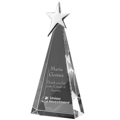 Crystal Superstar Award | Pointed Glass Star Statue | Paradise Awards