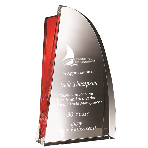 Crystal Red Destiny Award | Pointed Peak Glass Statue | Paradise Awards