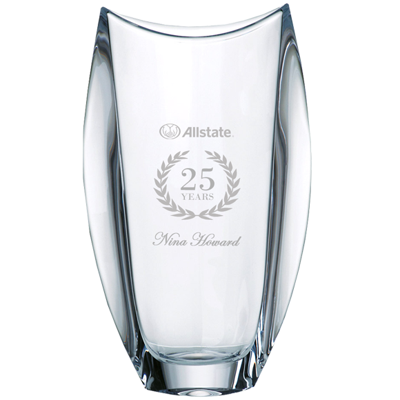 Crystal Orbit Vase Award | Engraved Glass Vase Statue | Paradise Awards