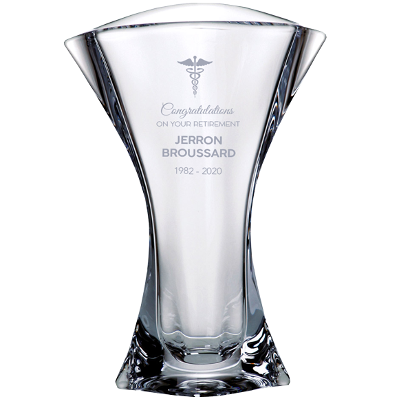 Crystal Orbit Flair Vase Award | Engraved Glass Vase Statue | Paradise ...