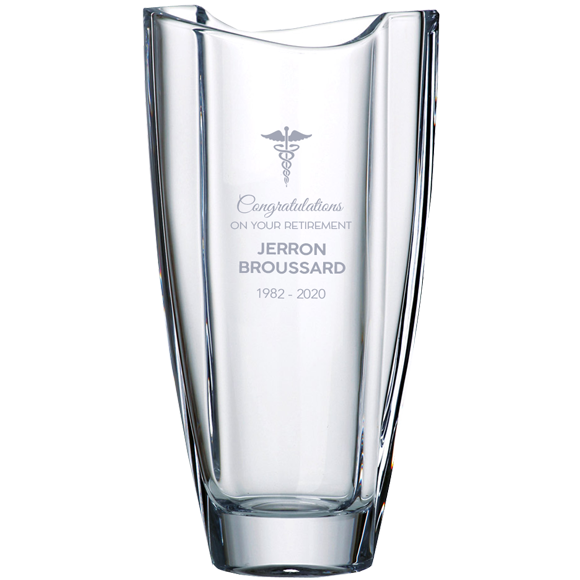 Crystal Smile Vase Award | Engraved Glass Vase Statue | Paradise Awards