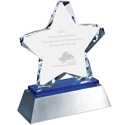 Crystal Blue Twinkle Star Award | Engraved Glass Star Statue | Paradise ...