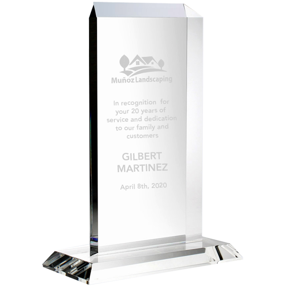 Simple Crystal Rectangle Award | Engraved Beveled Glass Rectangle ...