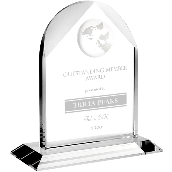Distinguished Globe Crystal Award | Engraved Glass Globe Statue ...
