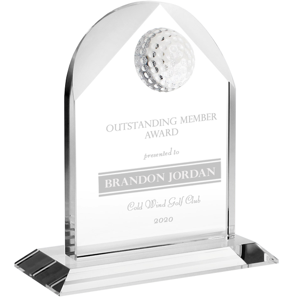 Distinguished Golf Crystal Award | Engraved Glass Golf Statue ...