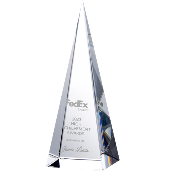 Pyramid Tower Crystal Award | Engraved Glass Pyramid Statue | Paradise ...
