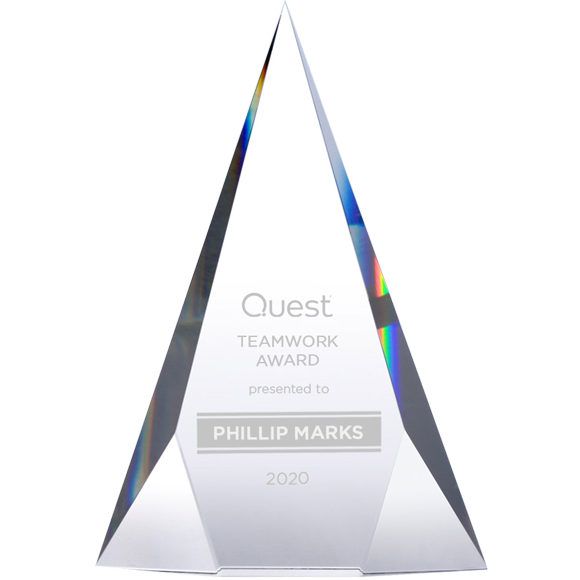 Tri Triangle Crystal Award | Engraved Glass Triangle Statue | Paradise ...