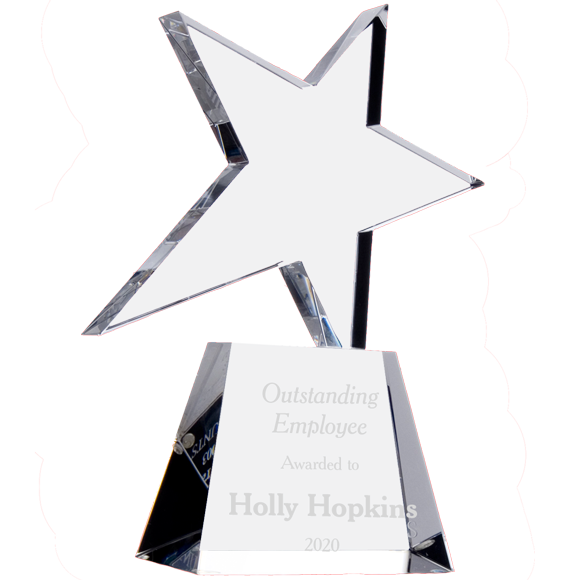 Crystal Dancing Star Award | Engraved Glass Star Statue | Paradise Awards