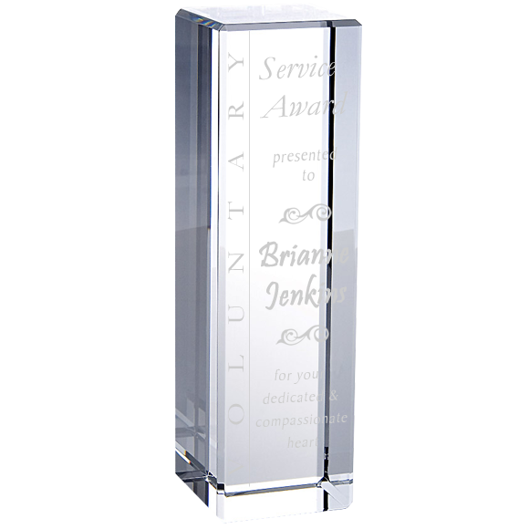 Rectangle Column Crystal Award | Engraved Glass Rectangle Tower Statue ...