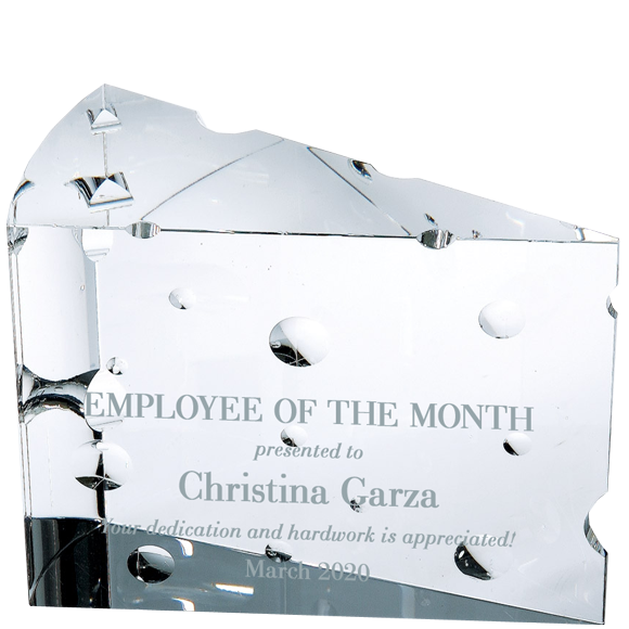 The Big Cheese Crystal Boss Award | Engraved Glass Cheese Statue ...