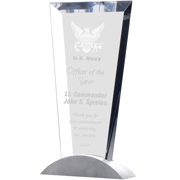 Royal Vision Crystal Award | Engraved Glass Wedge Statue | Paradise Awards