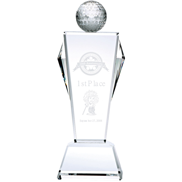 Conqueror Crystal Golf Ball Award | Engraved Glass Golf Statue ...