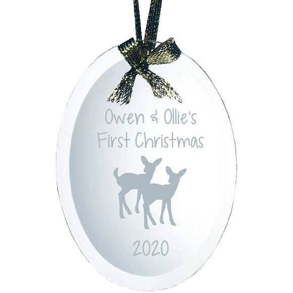 Beveled Oval Glass Tree Ornament | Engraved Christmas Ornament ...