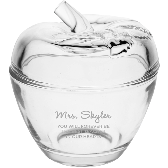 Personalized Apple Shape Glass Gift | Engraved Apple Glass Box ...