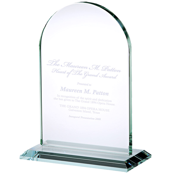 Premium Arch Jade Glass Award | Engraved Glass Statue | Paradise Awards